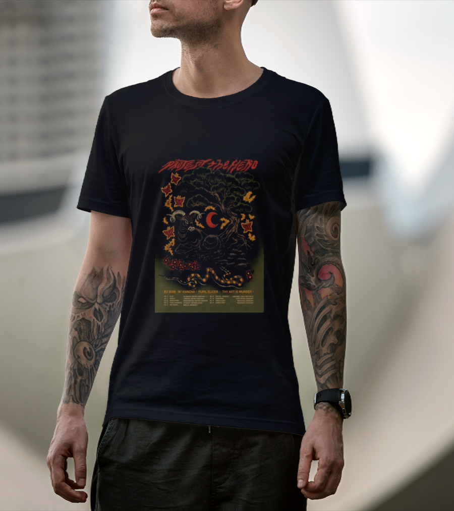 Protest The Hero EU 2026 Tour Vanaova Pupil Slicer Thy Art Is Murder Butterfly Tree Goat Snake T-Shirt