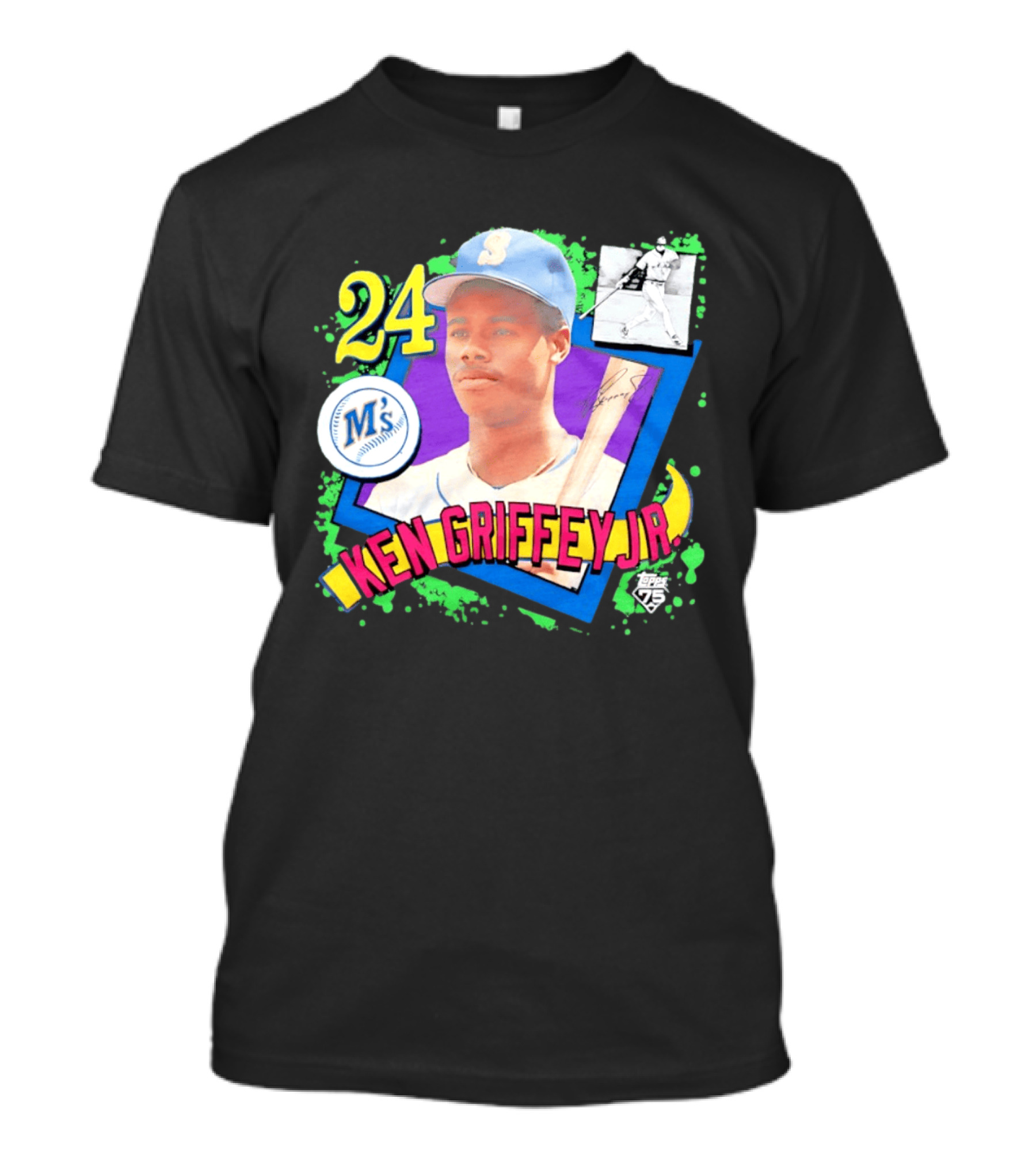 24 Ken Griffey Jr Seattle Mariners M's Topps 75 Remix Graffiti T-Shirt