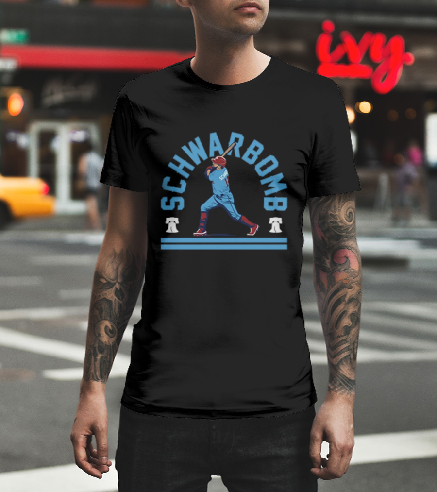 Schwarbomb Philadelphia Baseball Skyline Swing T-Shirt