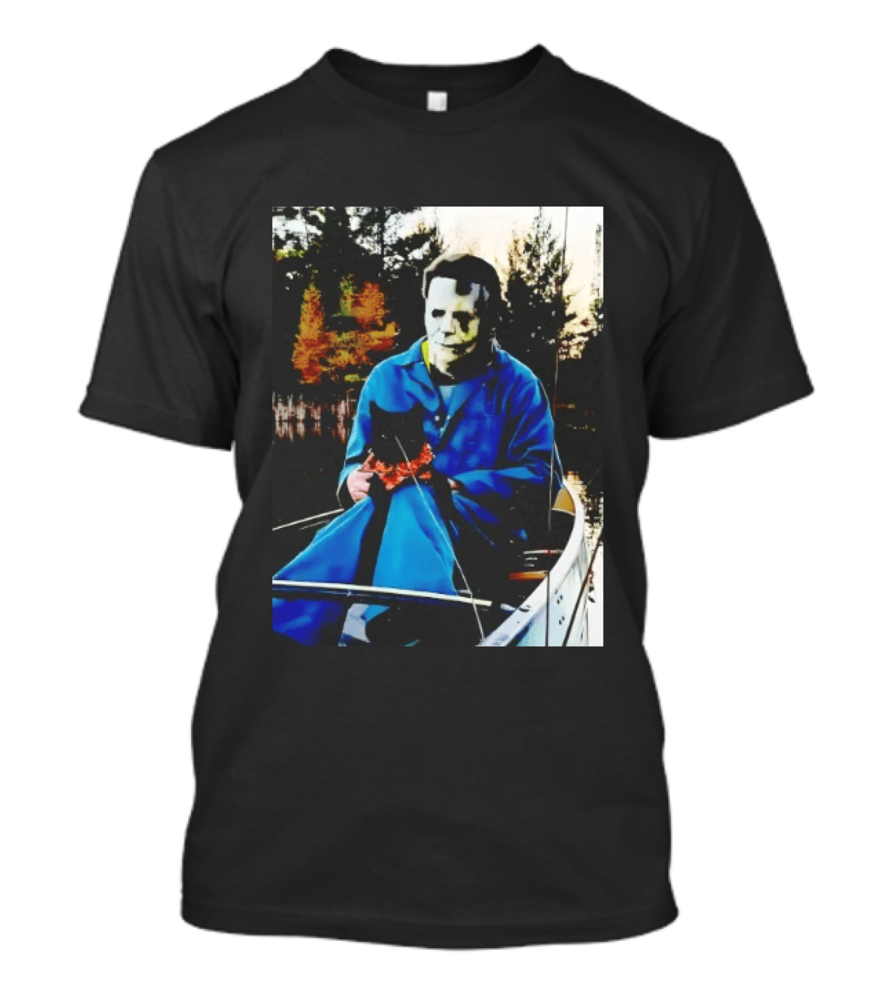 Michael Myers Lake Fishing With Cat In Boat T-Shirt