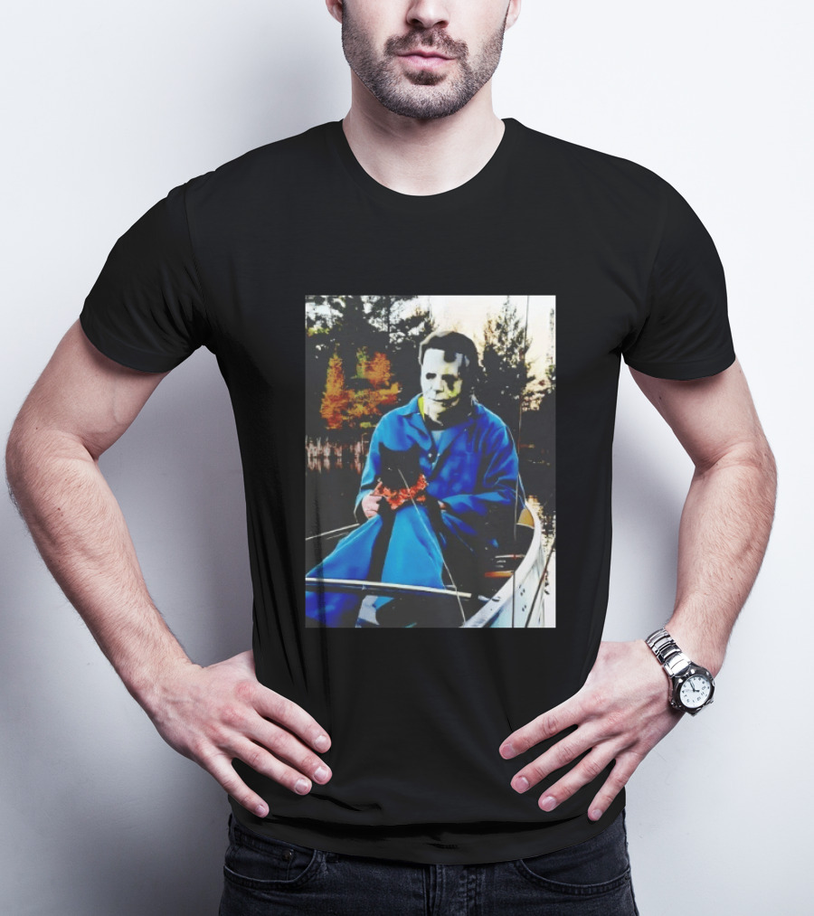 Michael Myers Lake Fishing With Cat In Boat T-Shirt