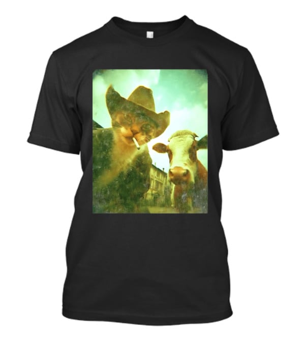 Cowboy Cat Smoking With Cow T-Shirt