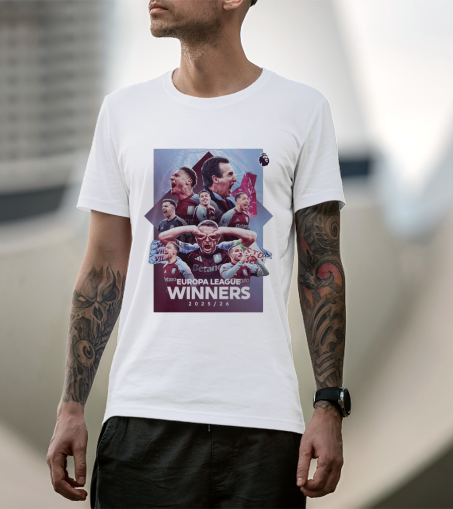 Aston Villa Europa League Champions 2025 2026 Betano Premier League T-Shirt