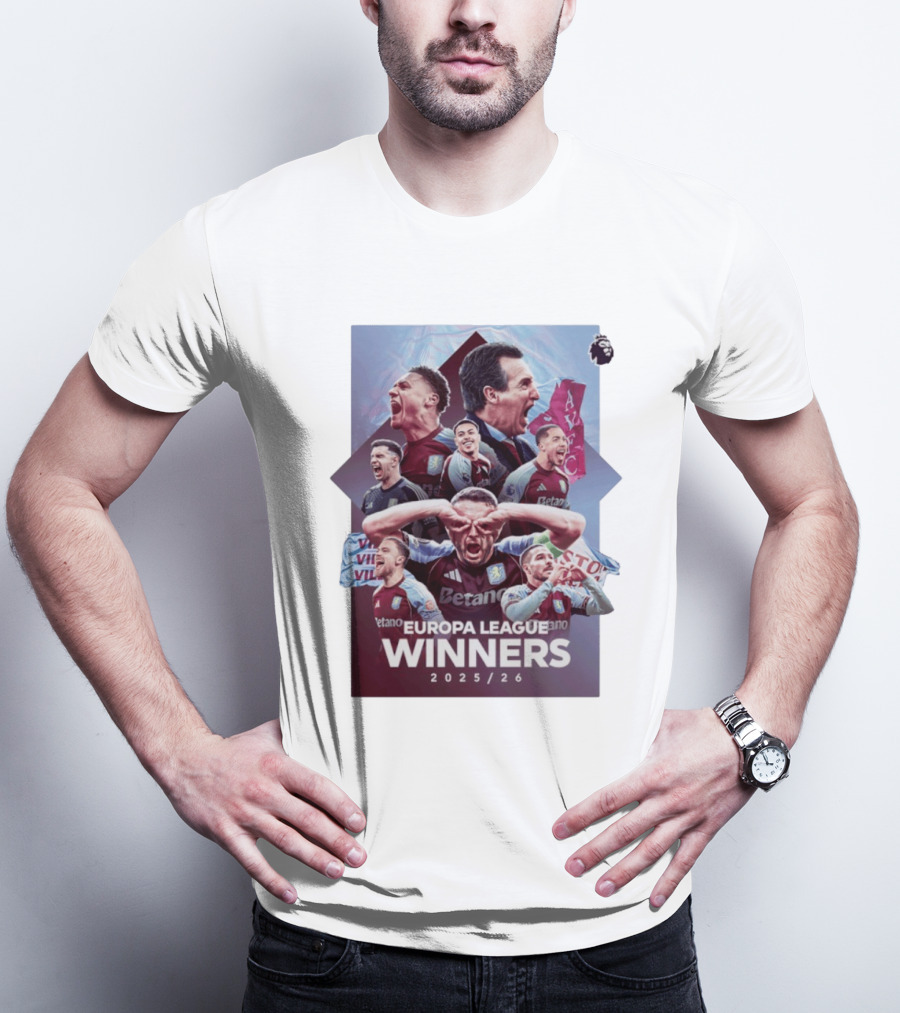 Aston Villa Europa League Champions 2025 2026 Betano Premier League T-Shirt