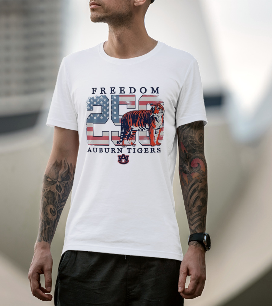Freedom 250 Auburn Tigers Americana Flag Tiger T-Shirt