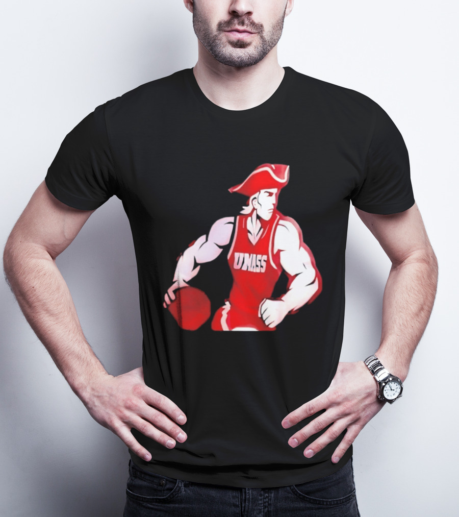UMass Minutemen Basketball Red Jersey Embroidery T-Shirt