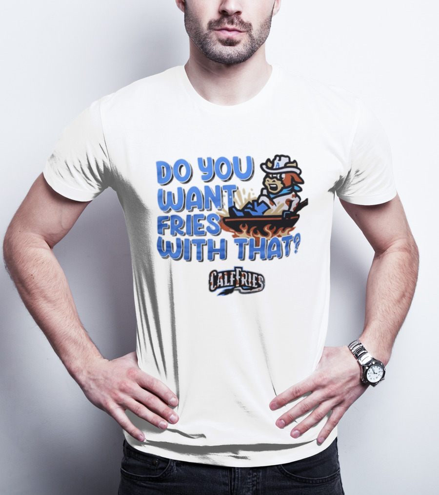 Calf Fries Do You Want Fries With That Cowpoke Frying Pan Flames T-Shirt