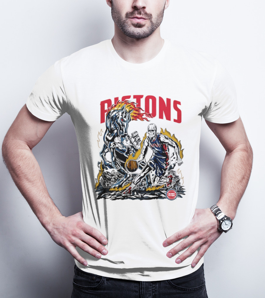 Pistons Warren Lotas 2026 Basketball Flames T-Shirt