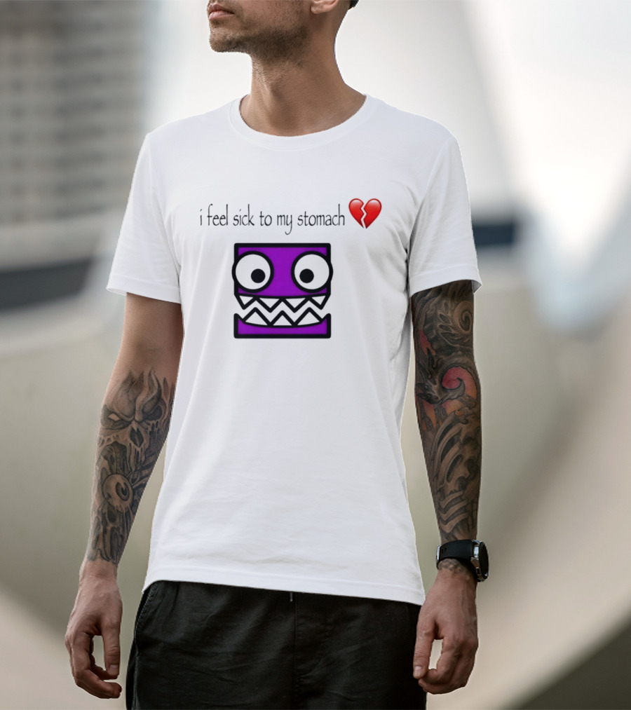 Geometry Dash I Feel Sick To My Stomach Broken Heart Pixel Art Monster T-Shirt
