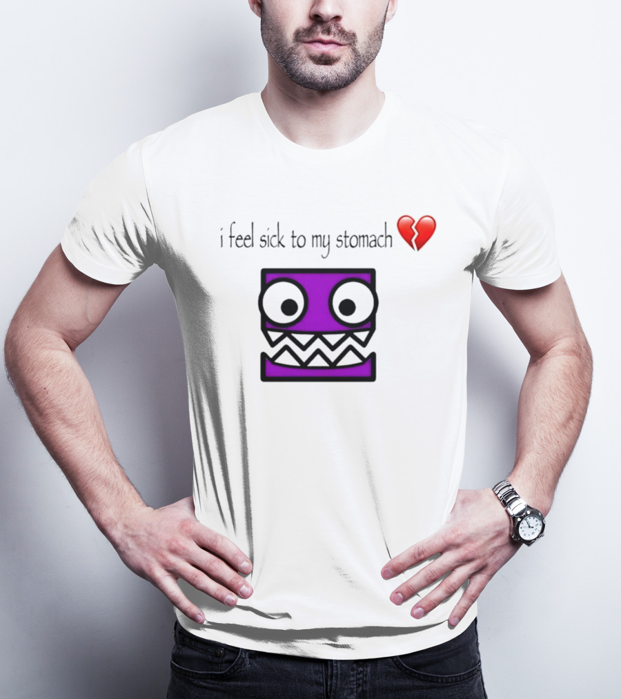 Geometry Dash I Feel Sick To My Stomach Broken Heart Pixel Art Monster T-Shirt