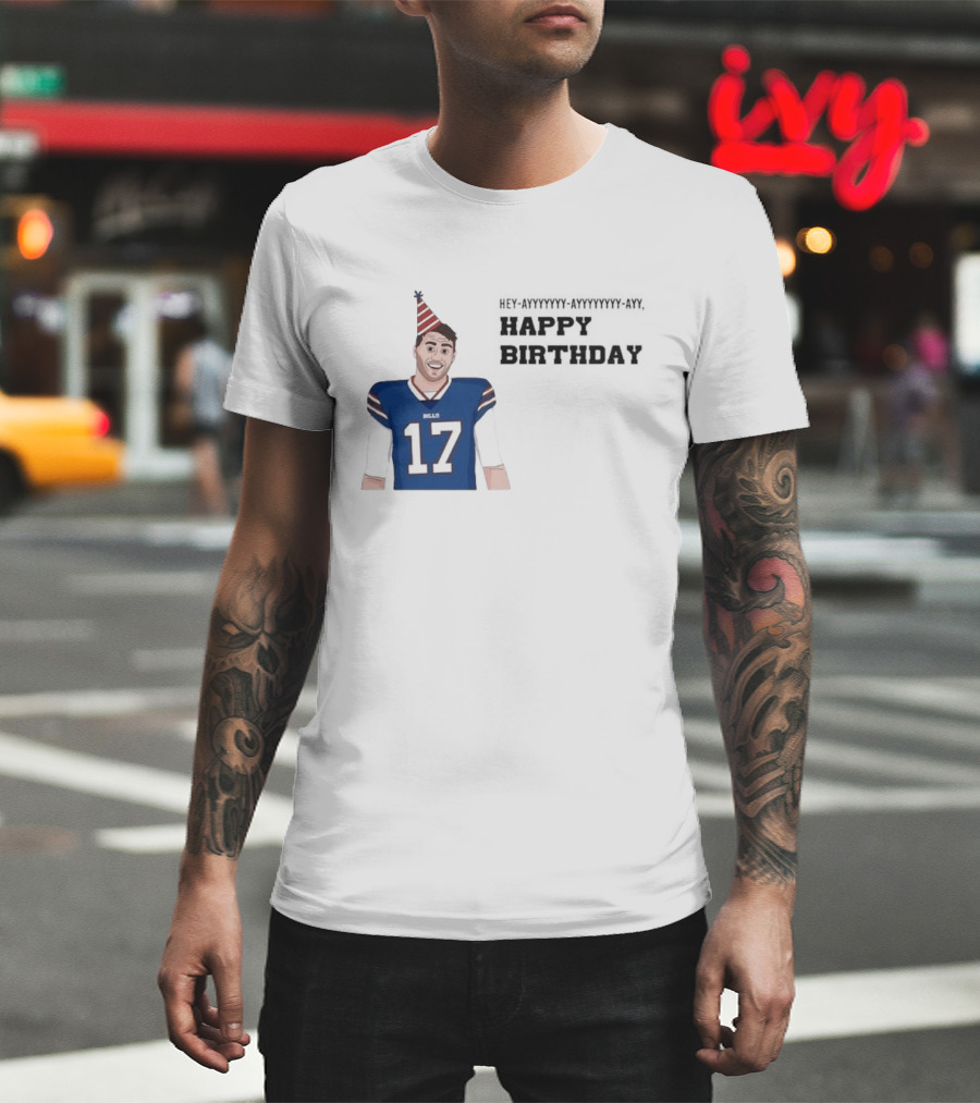 Happy 30th Birthday Josh Allen 17 Bills T-Shirt
