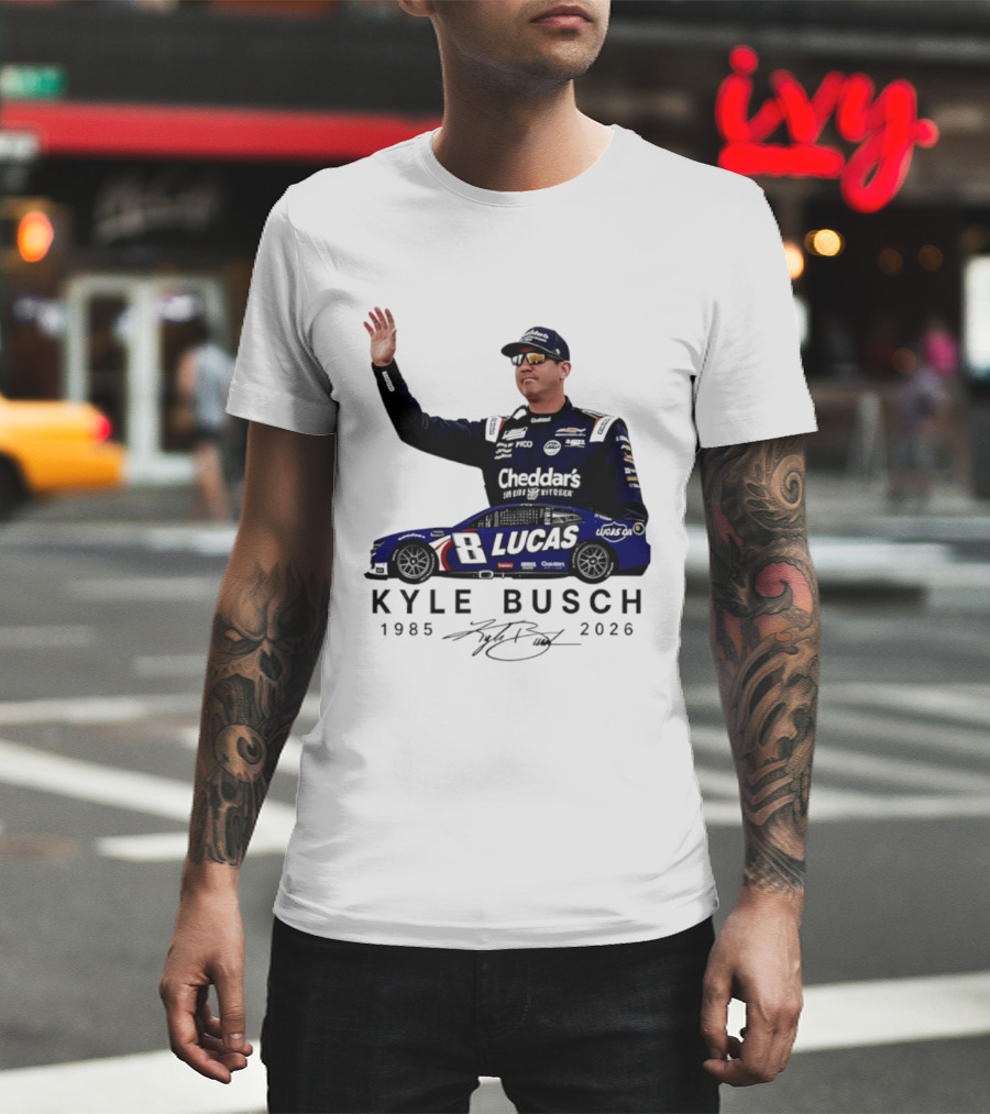 Kyle Busch Rowdy 1985 2026 Cheddars Lucas Racing 8 T-Shirt