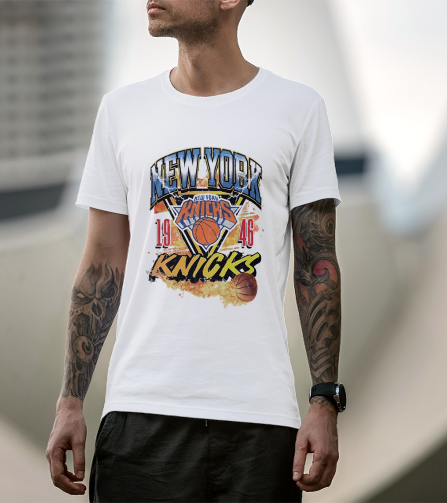 New York Knicks 1946 Basketball On Fire T-Shirt