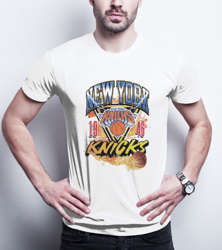 New York Knicks 1946 Basketball On Fire T-Shirt