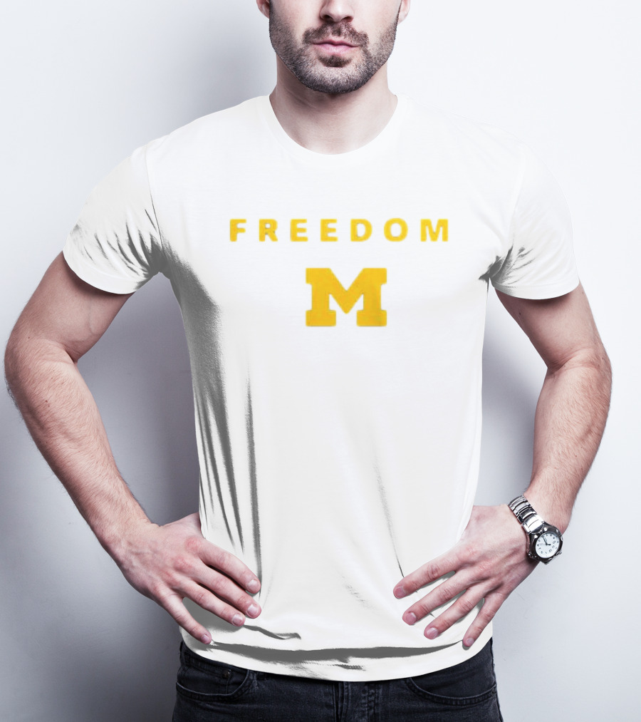 University Of Michigan Freedom M Charlie Kirk 2 Sided T-Shirt