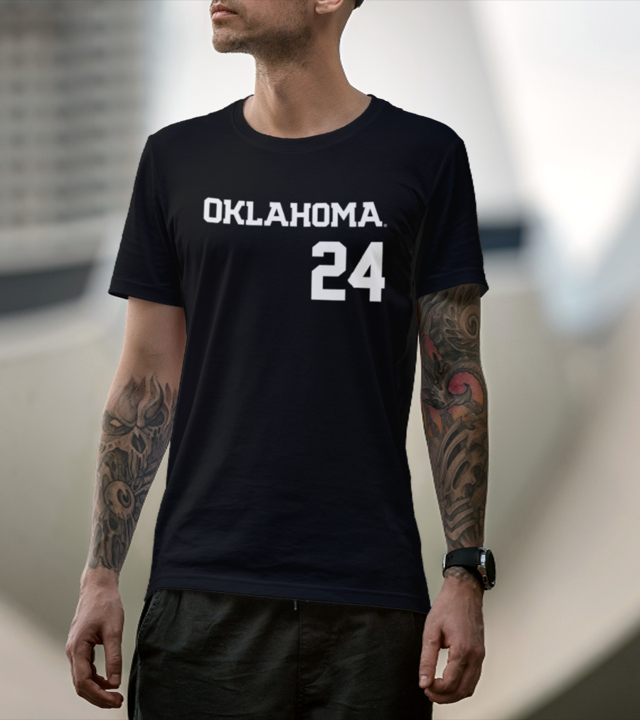 Oklahoma 24 Audrey Lowry Sooners Softball Name And Number Two Sided T-Shirt