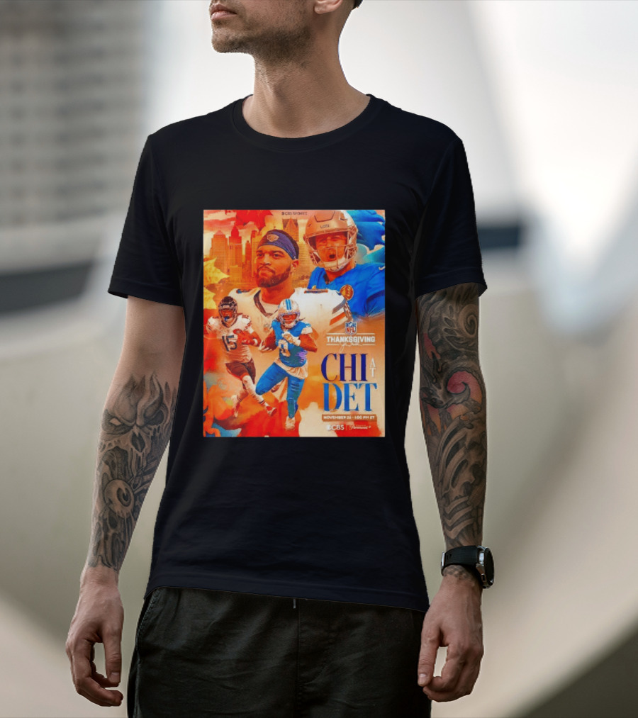 NFL Thanksgiving Day Game Chicago Bears Vs Detroit Lions Nov 26 CBS Sports T-Shirt