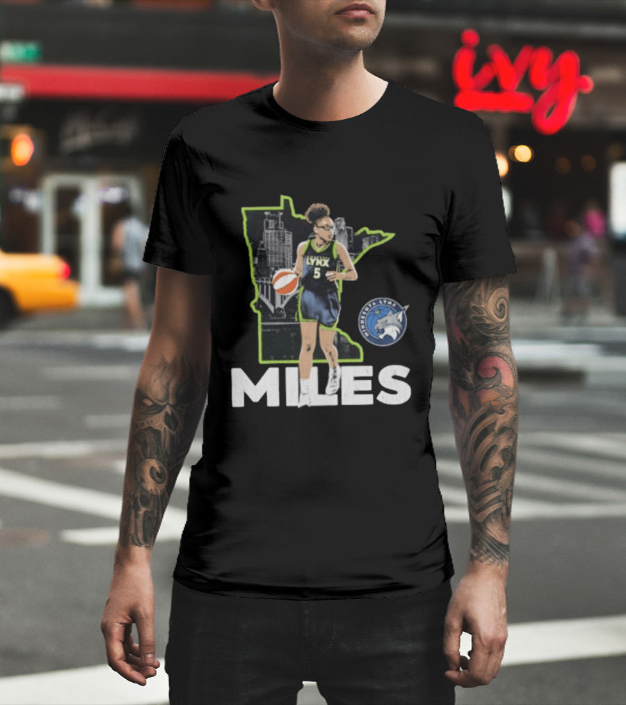 Minnesota Lynx Olivia Miles Basketball Skyline Map T-Shirt