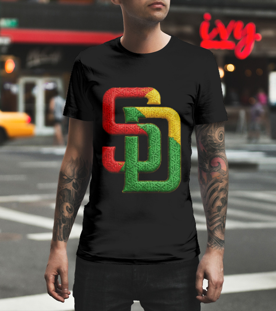 Padres African American Heritage 2026 Giveaway SD Red Gold Green T-Shirt
