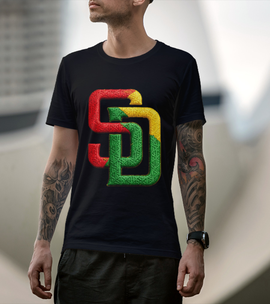 Padres African American Heritage 2026 Giveaway SD Red Gold Green T-Shirt