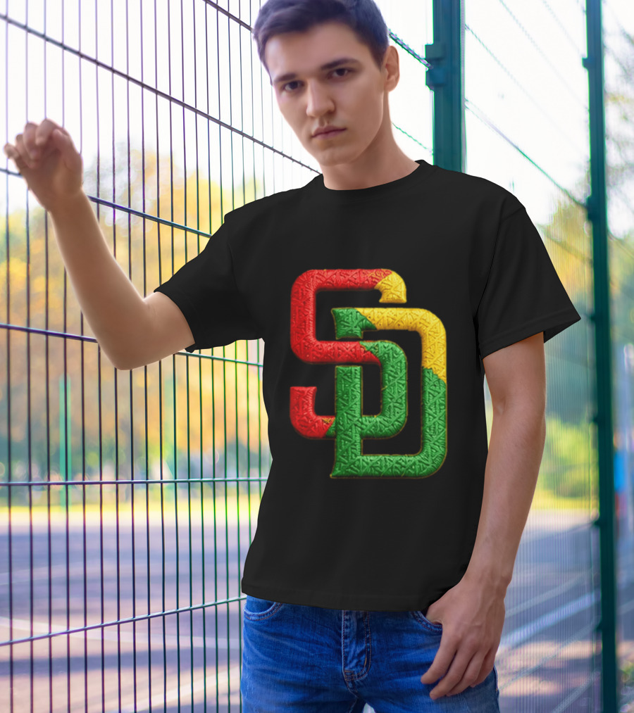 Padres African American Heritage 2026 Giveaway SD Red Gold Green T-Shirt