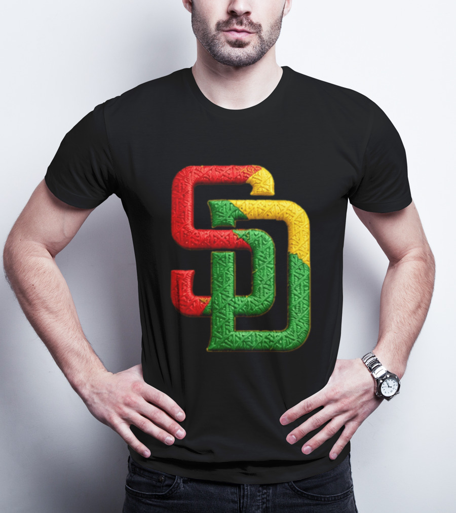 Padres African American Heritage 2026 Giveaway SD Red Gold Green T-Shirt
