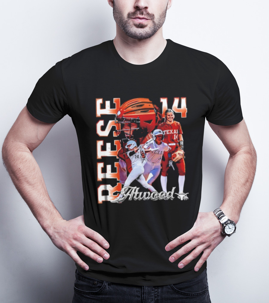 Reese Atwood 14 Texas Longhorns Softball Player White Uniform And Red Helmet T-Shirt