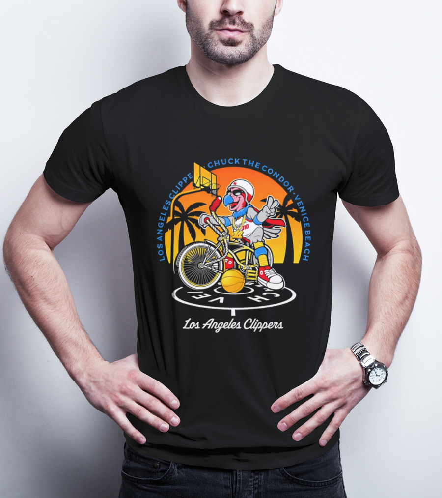 Los Angeles Clippers Chuck The Condor Venice Beach Bicycle Sunset T-Shirt
