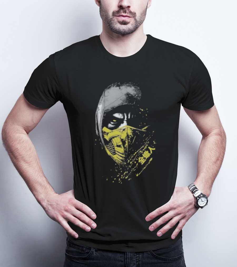 Scorpion Get Over Here Mortal Kombat Classic Yellow Mask T-Shirt