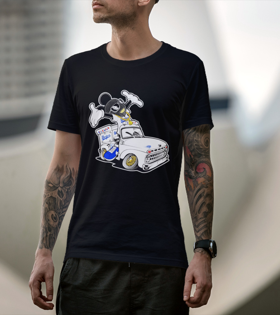 Los Angeles Dodgers Mickey Ice Cream Truck Sneaker Chain T-Shirt