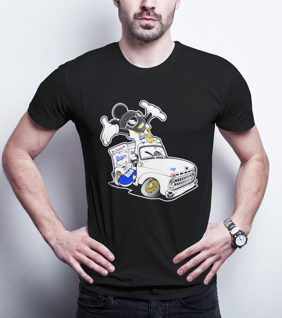 Los Angeles Dodgers Mickey Ice Cream Truck Sneaker Chain T-Shirt