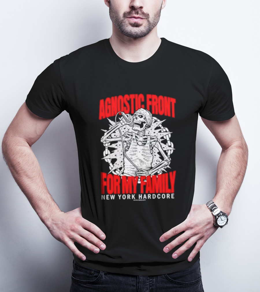 Agnostic Front Skeleton For My Family New York Hardcore T-Shirt