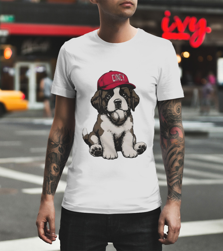 Cincinnati Reds Cincy Puppy Baseball Hat T-Shirt