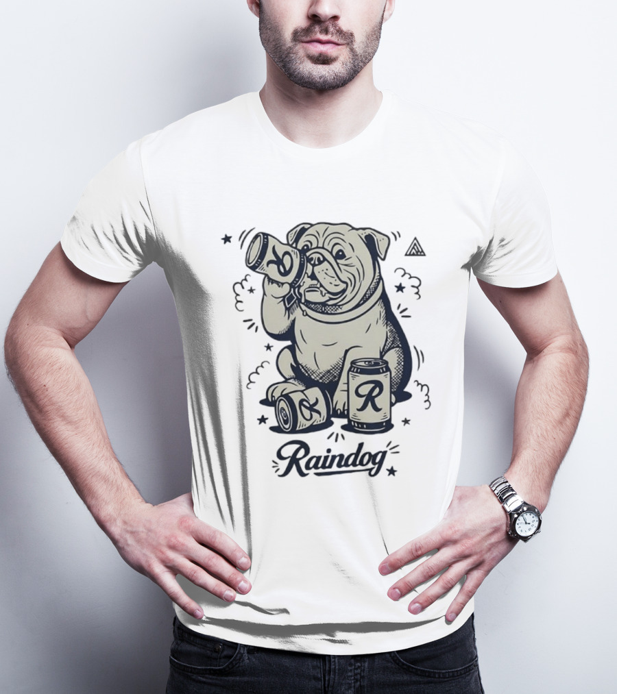 Raindog Bulldog Drinking R Can T-Shirt