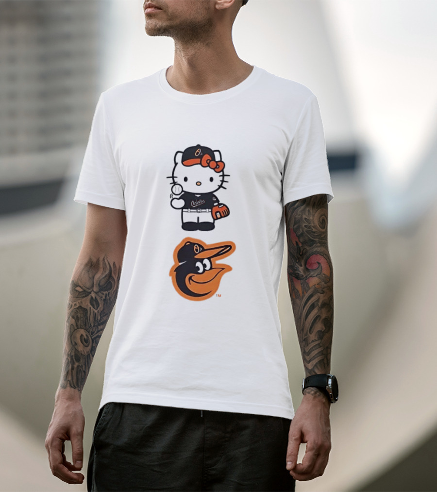 Hello Kitty Baltimore Orioles Baseball Fan Merchandise T-Shirt