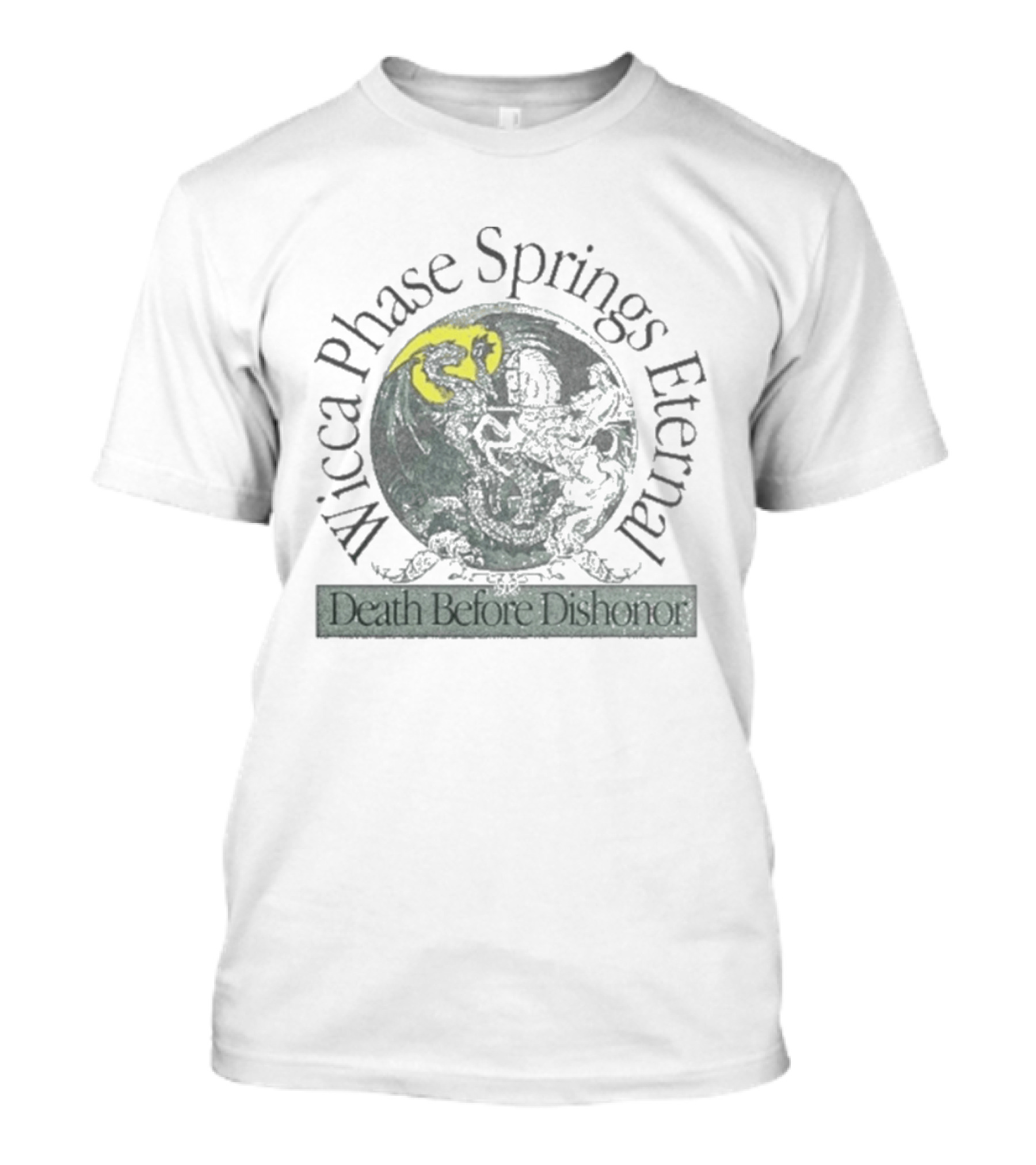 Wicca Phase Springs Eternal Moon Globe Death Before Dishonor T-Shirt