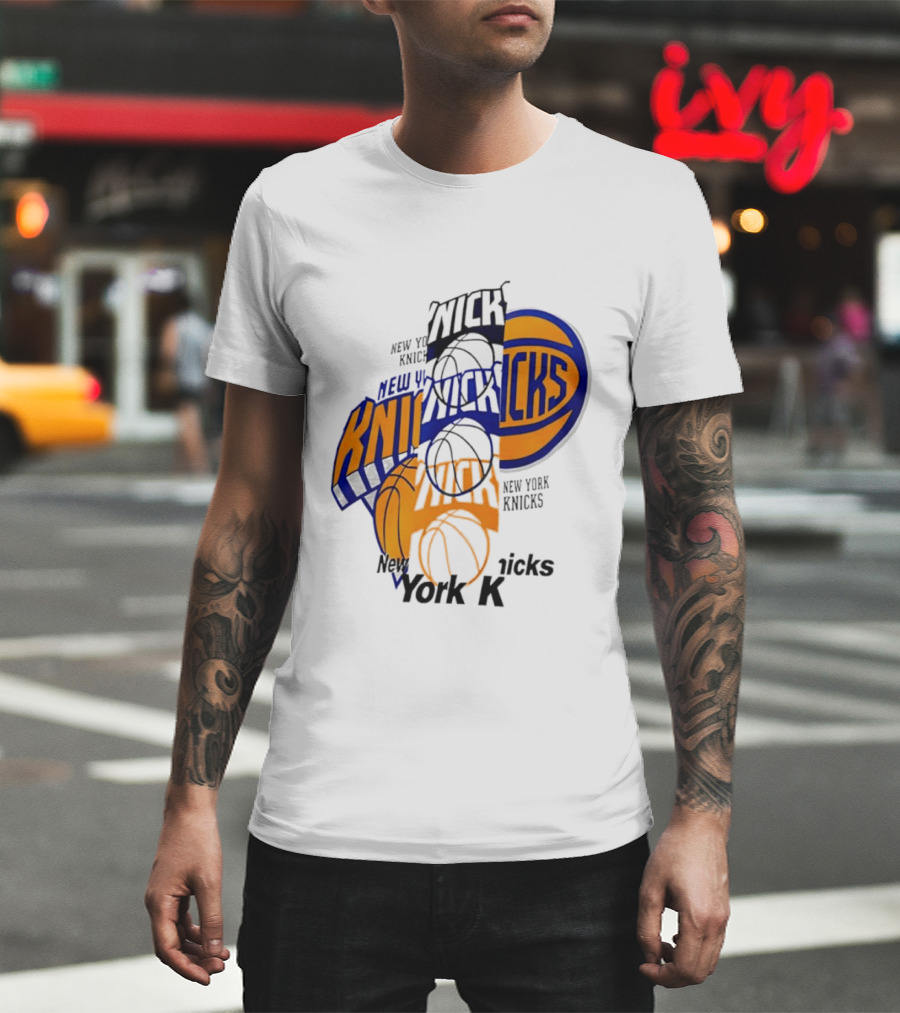New York Knicks Basketball Collage Fragmented T-Shirt