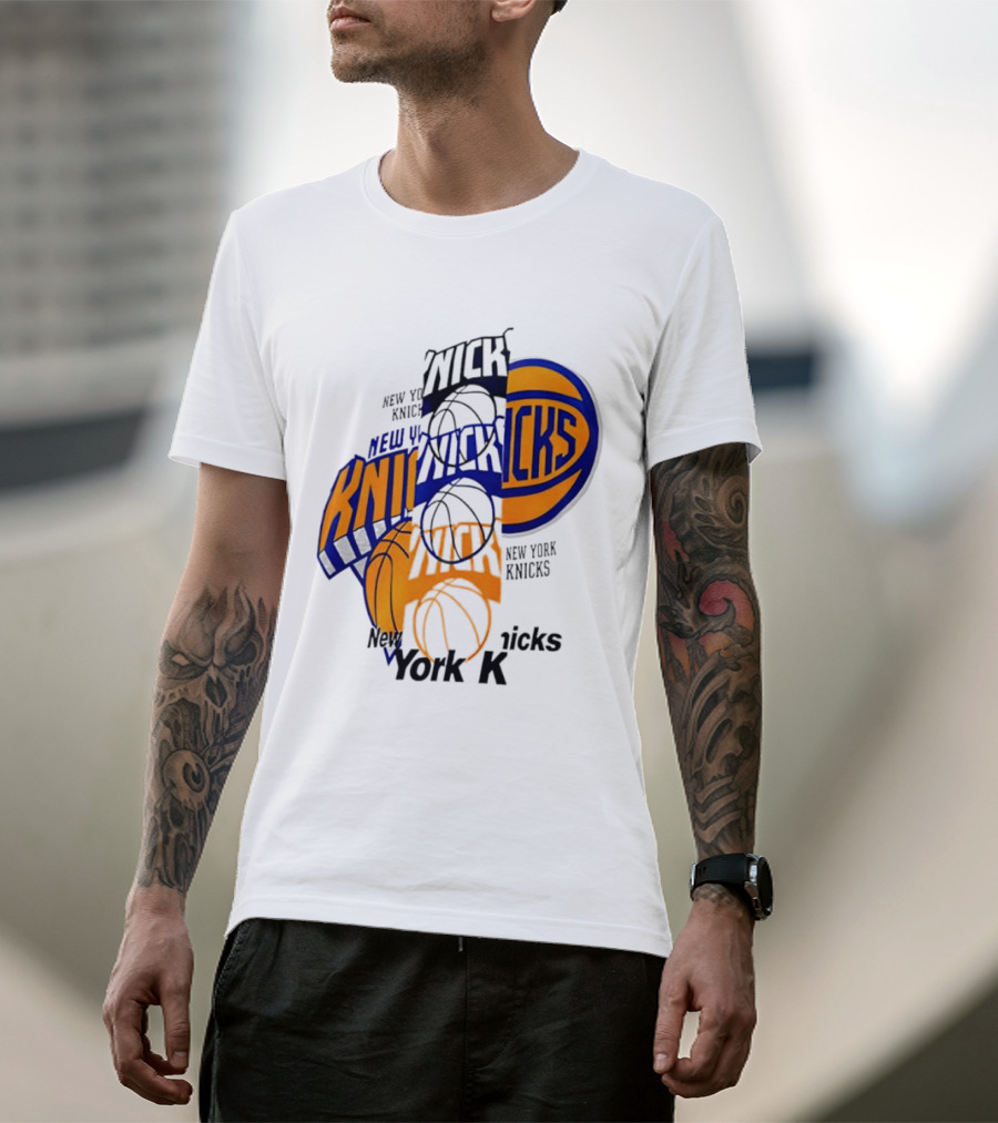 New York Knicks Basketball Collage Fragmented T-Shirt