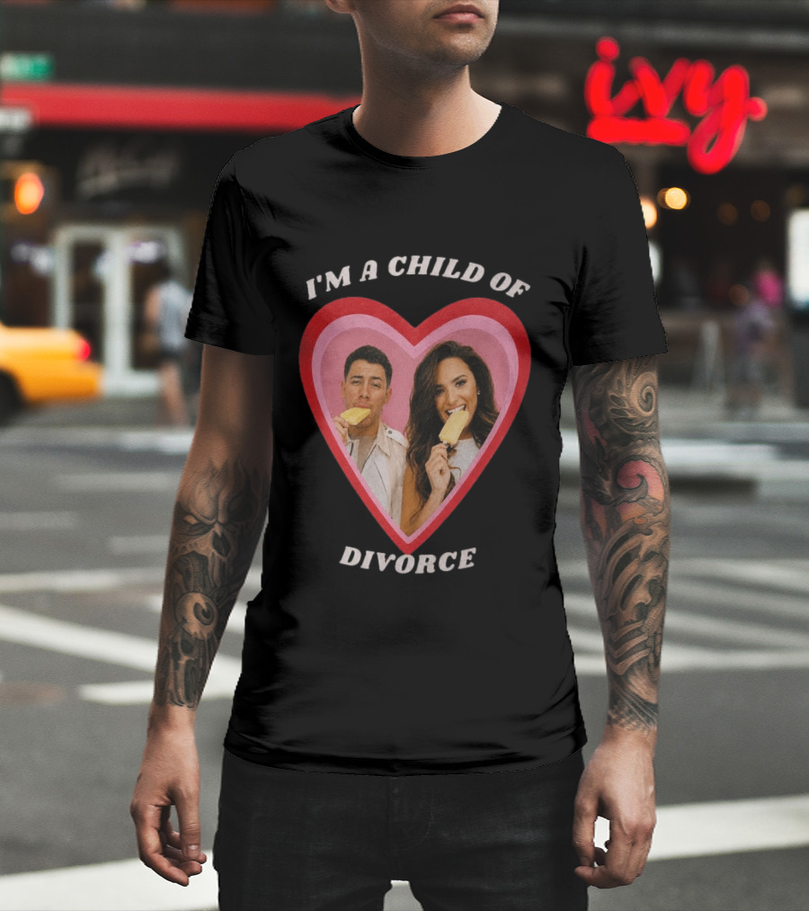 I'm A Child Of Divorce Nick Jonas Demi Lovato Heart Popsicle Image T-Shirt