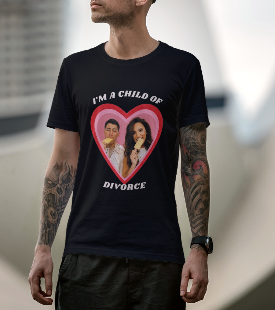 I'm A Child Of Divorce Nick Jonas Demi Lovato Heart Popsicle Image T-Shirt