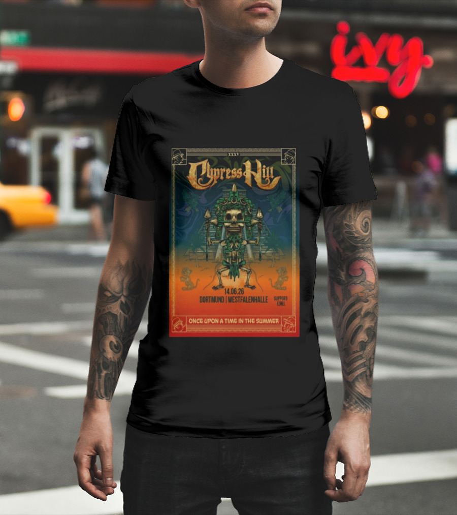 Cypress Hill XXXV Dortmund Westfalenhalle 14.06.26 Support E7hel Once Upon A Time In The Summer Skeleton Warrior T-Shirt
