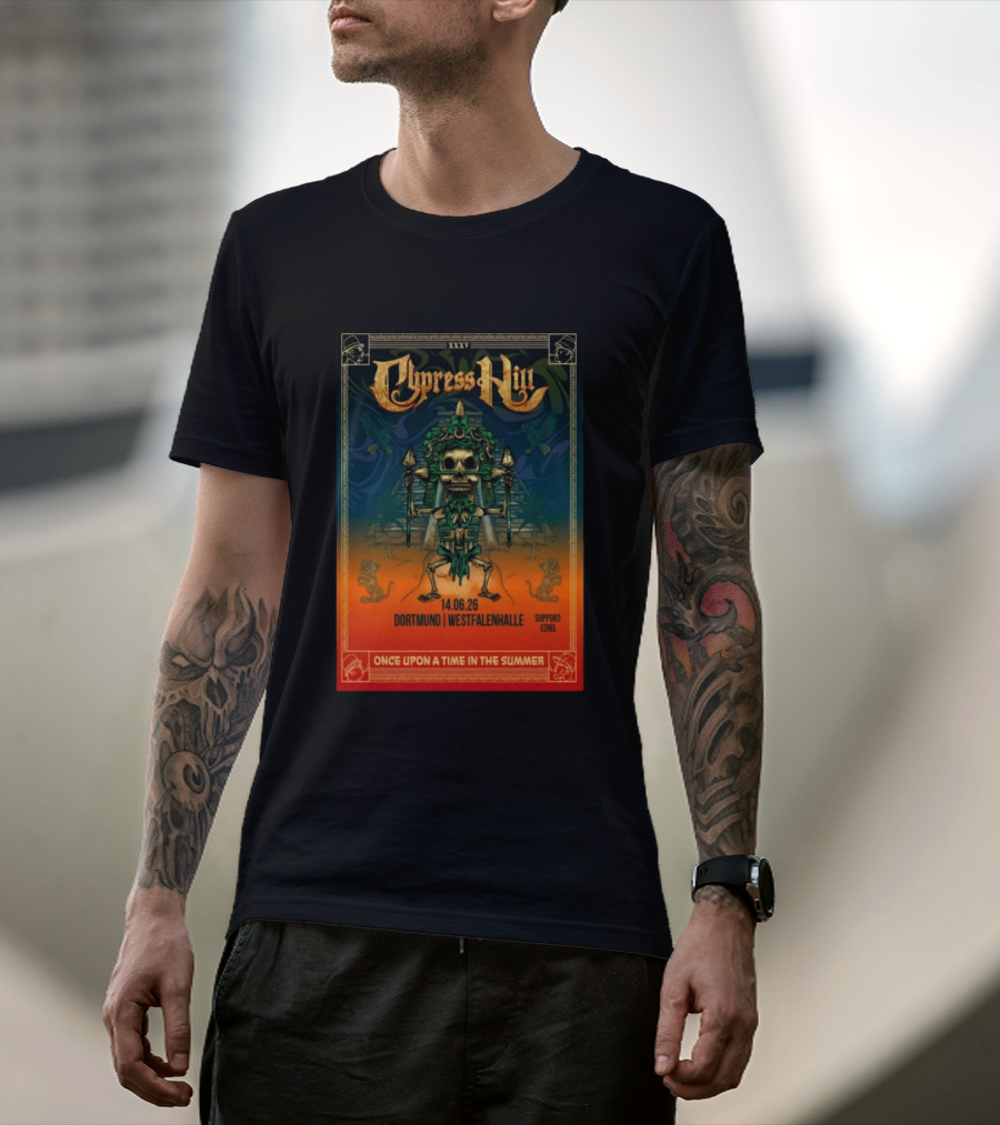 Cypress Hill XXXV Dortmund Westfalenhalle 14.06.26 Support E7hel Once Upon A Time In The Summer Skeleton Warrior T-Shirt