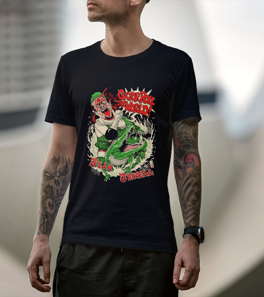Gator Roll The World Jiah Jewell Wrestling Alligator Comic T-Shirt