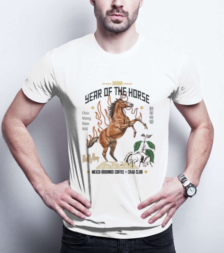 2026 Year Of The Horse Mixed Grounds Coffee Chuc Mung Nam Moi Collaboration T-Shirt