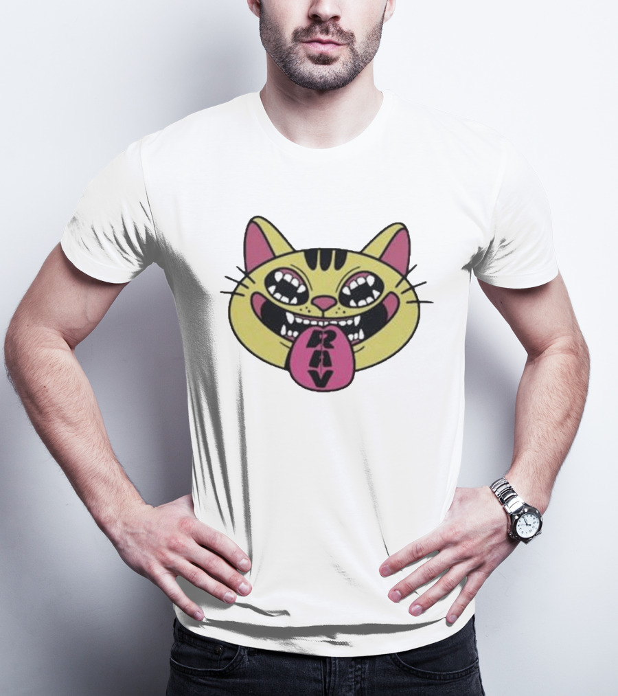 Exociety Rav Cat Vestiges Wild And Funky Cat Face T-Shirt