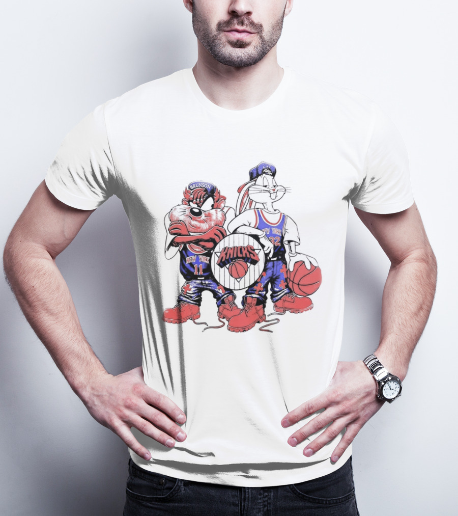 Officila Looney Tunes Bugs Bunny Taz Knicks NYK Basketball T-Shirt