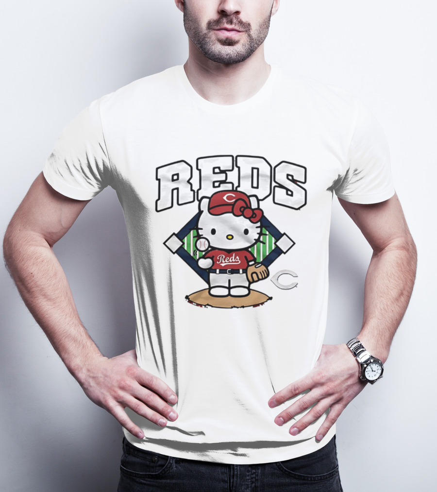 Hello Kitty Cincinnati Reds Collaboration With Baseball Theme 2026 T-Shirt