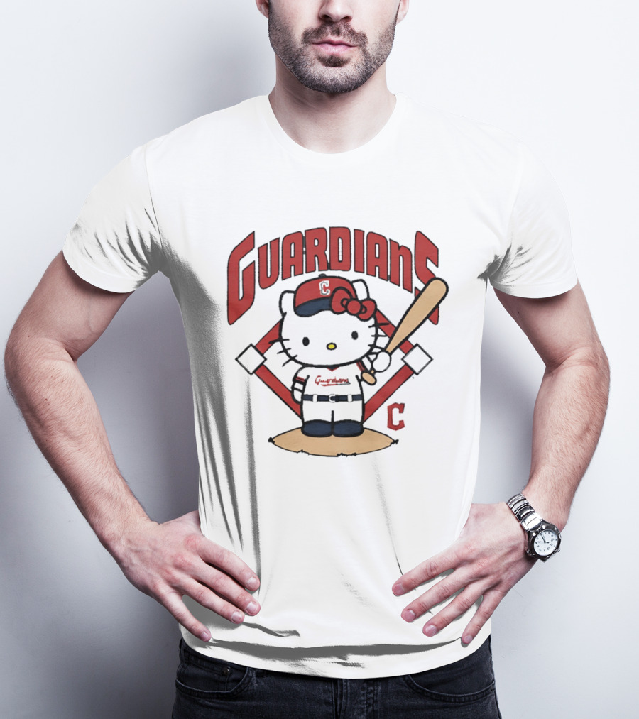 Hello Kitty Cleveland Guardians MLB 2026 Cartoon Collaboration T-Shirt