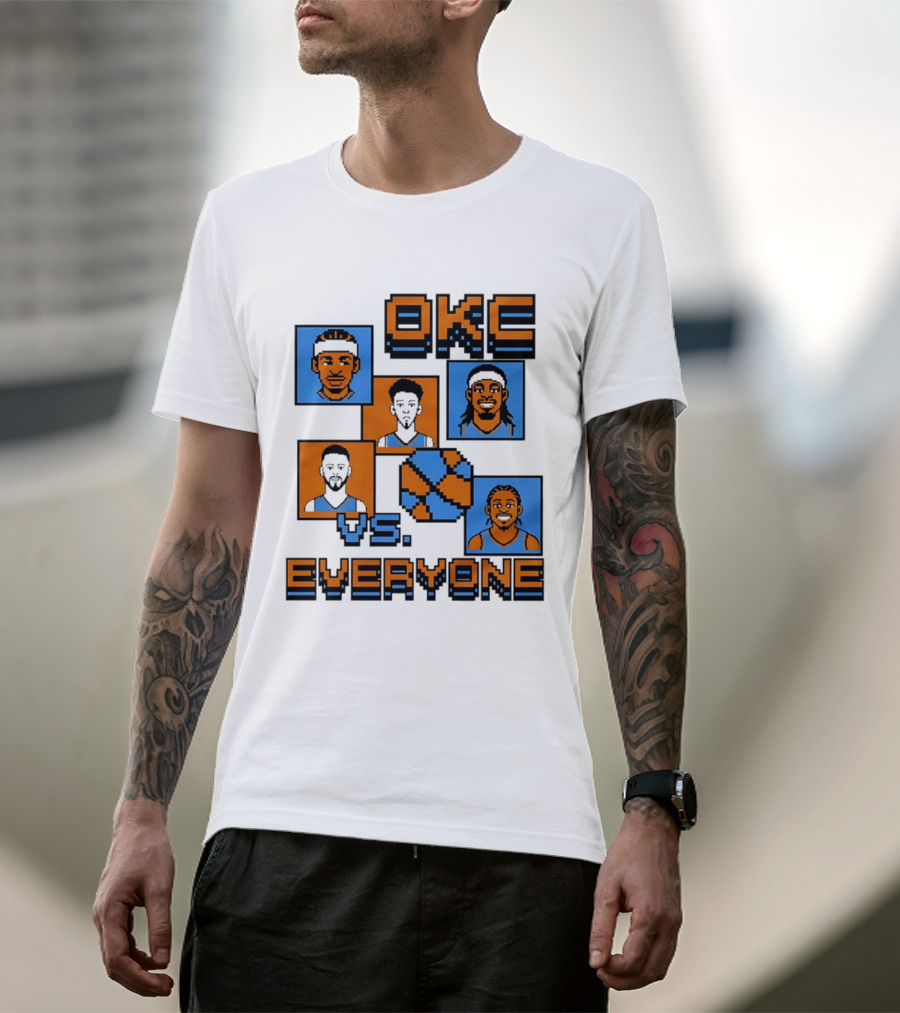 Oklahoma City Thunder OKC Vs Everyone 8 Bit Basketball Pixel Art Characters T-Shirt