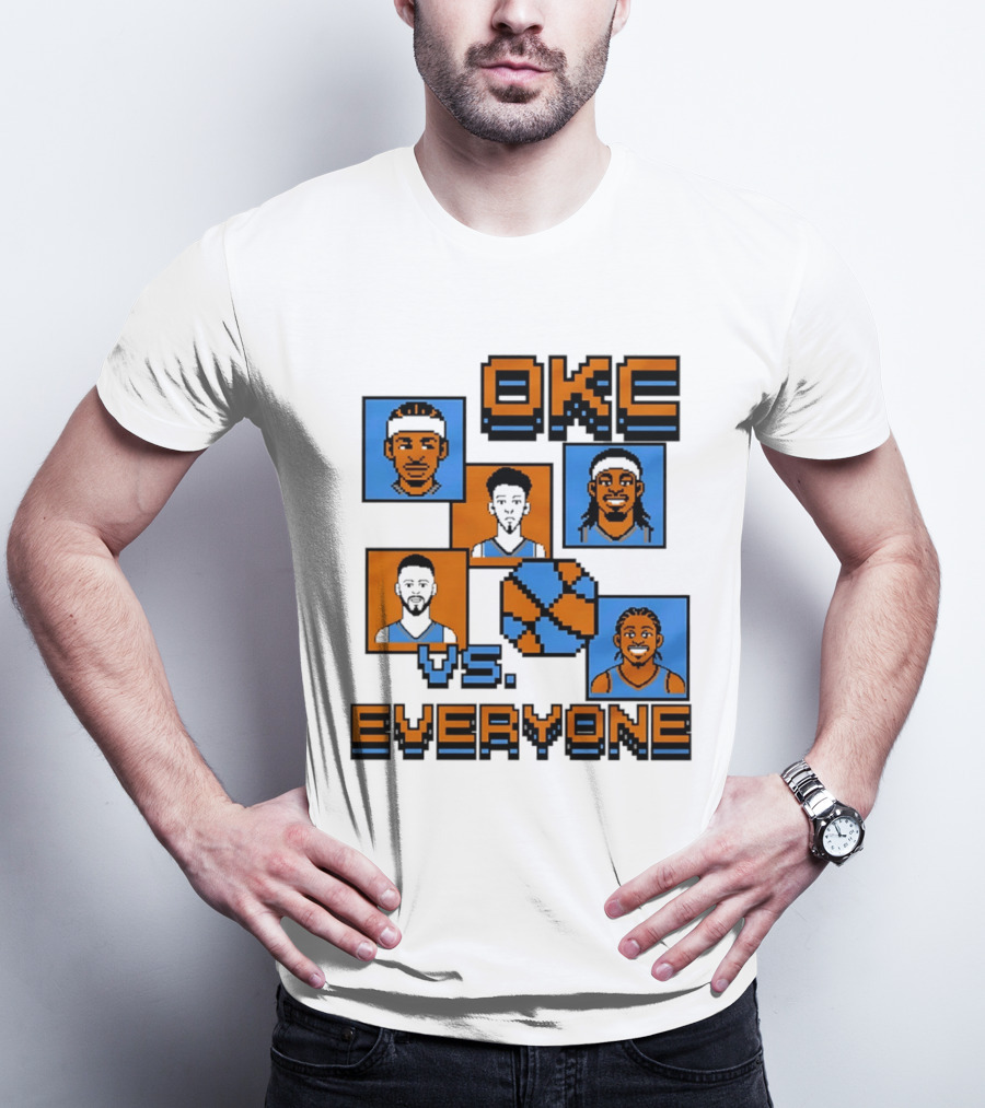 Oklahoma City Thunder OKC Vs Everyone 8 Bit Basketball Pixel Art Characters T-Shirt